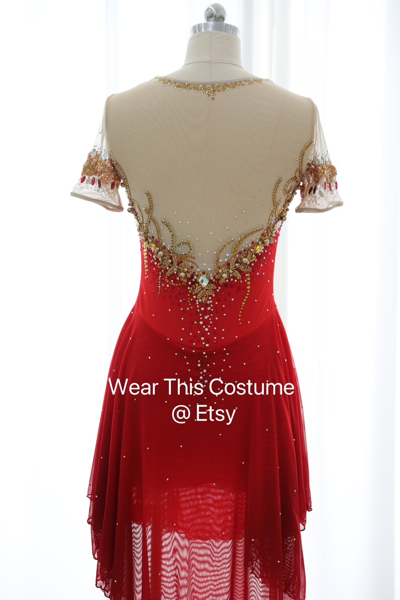 RED Customized Dress/ Costume/ Figure Skating/ Ice Dance/ Ice Skate ...