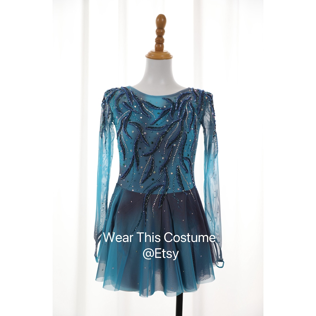 BLUE Customized Dress/ Costume/ Figure Skating/ Ice Dance/ Ice Skate ...