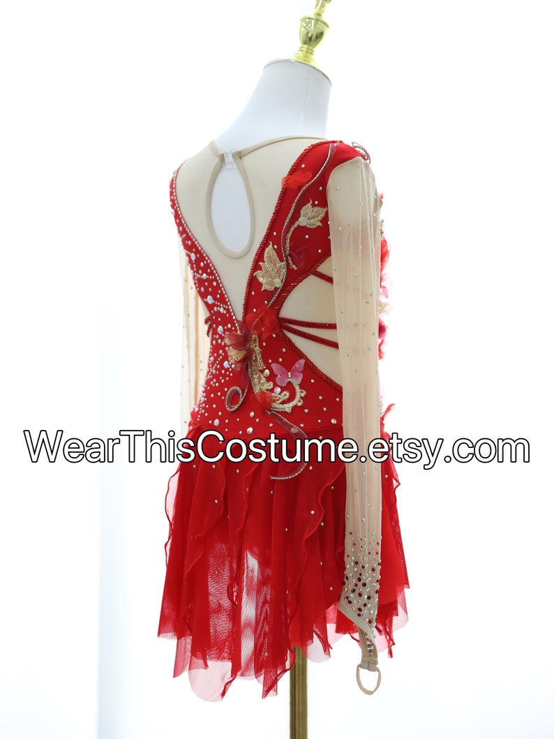 RED Customized Dress/ Costume/ Figure Skating/ Ice Dance/ Ice Skate ...