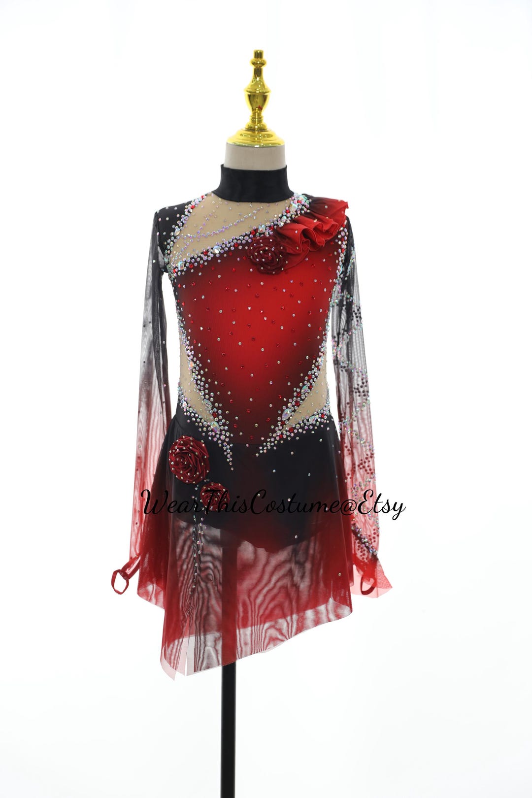 Custom Figure Skating Dress: Red Romantic Competition Costume - Etsy