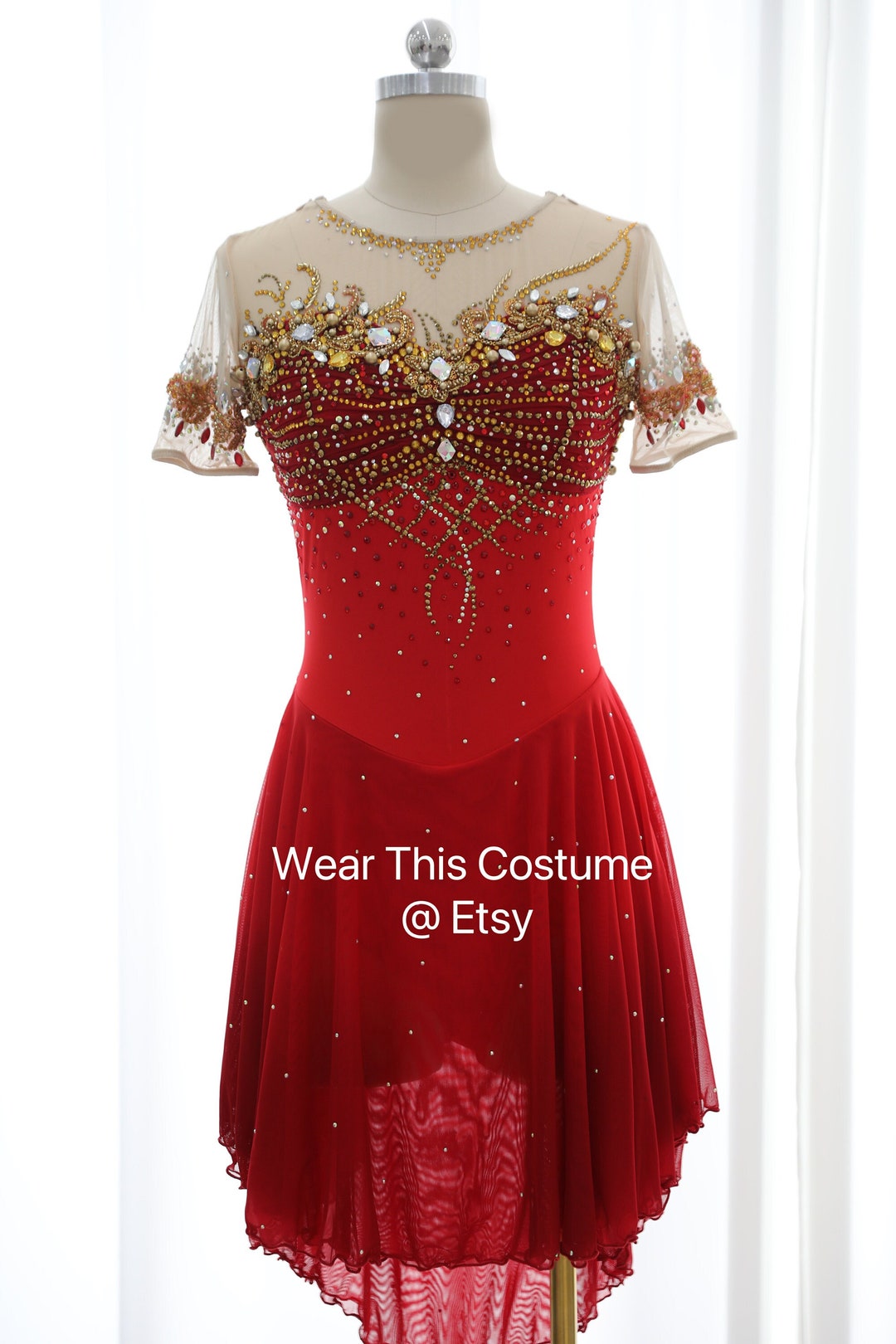 RED Customized Dress/ Costume/ Figure Skating/ Ice Dance/ Ice Skate ...