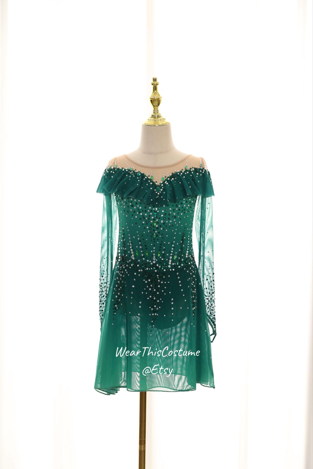Green Customized Figure Skating Dress: Bespoke Ice Dance Costume - Etsy