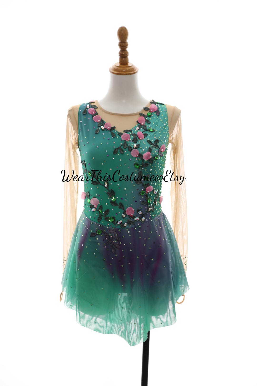 Custom Green Figure Skating Dress: Bespoke Ice Dance Costume - Etsy