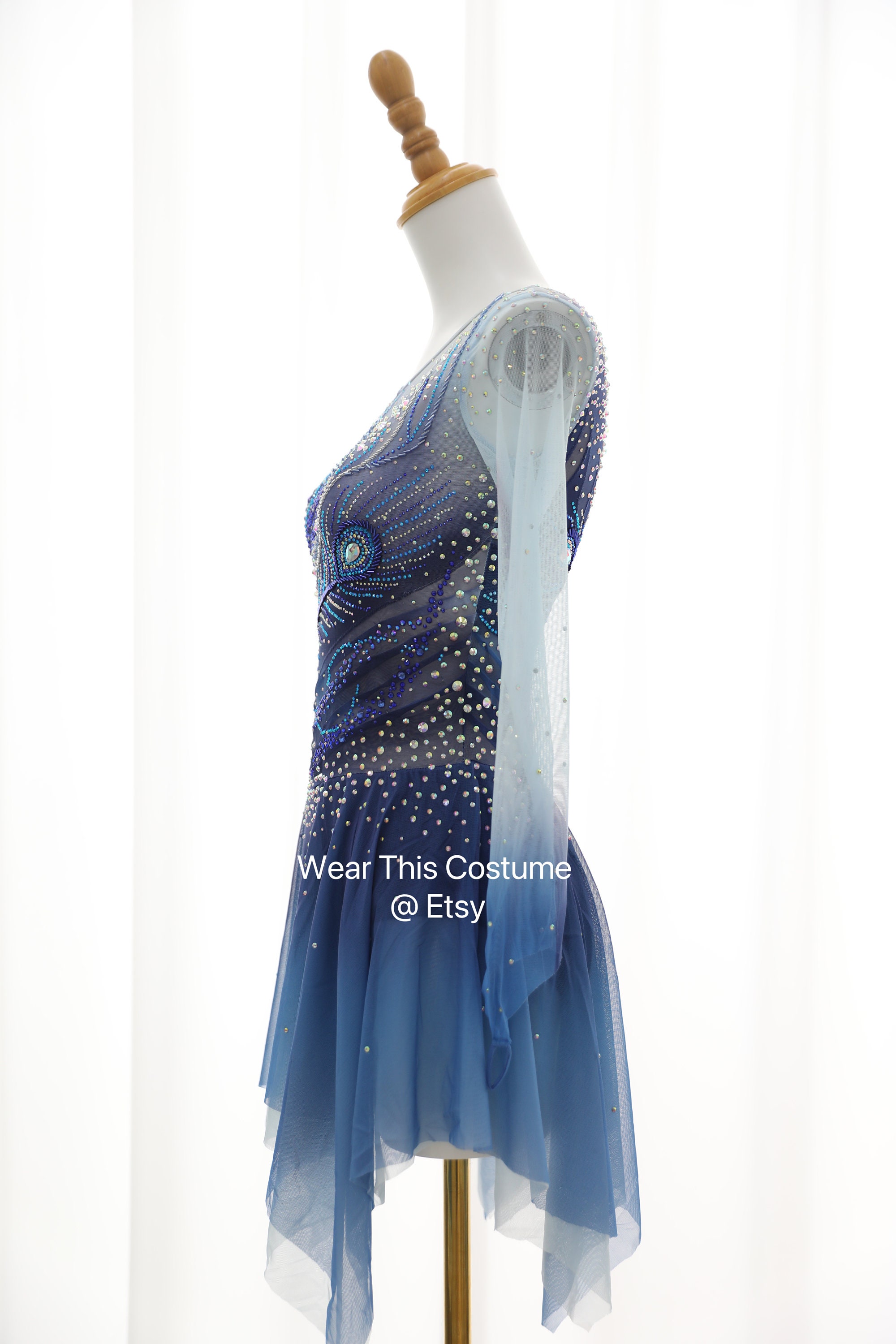 BLUE Customized Dress/ Costume/ Figure Skating/ Ice Dance/ Ice Skate ...