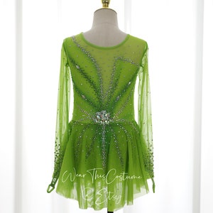 GREEN Customized Dress/ Costume/ Figure Skating/ Ice Dance/ Ice Skate ...