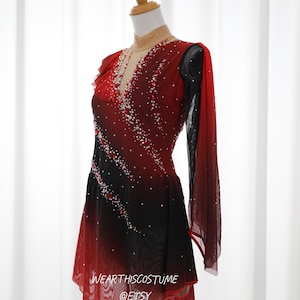 RED and BLACK Customized Costume/ Figure Skating/ Ice Dance/ Ice Skate ...