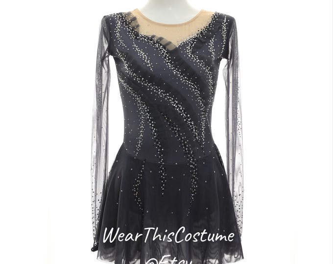 Pale Silver Gray Rhinestone Figure Skating Dress, Competition Custom ...