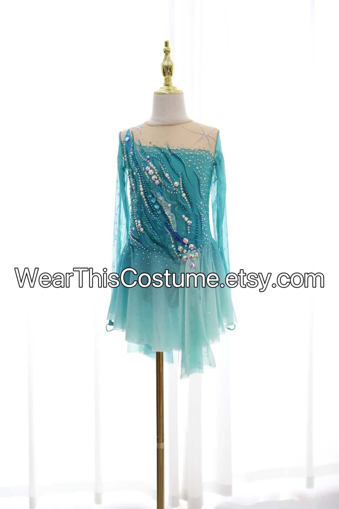 Customized Green Figure Skating Dress: Bespoke Ice Dance Costume - Etsy