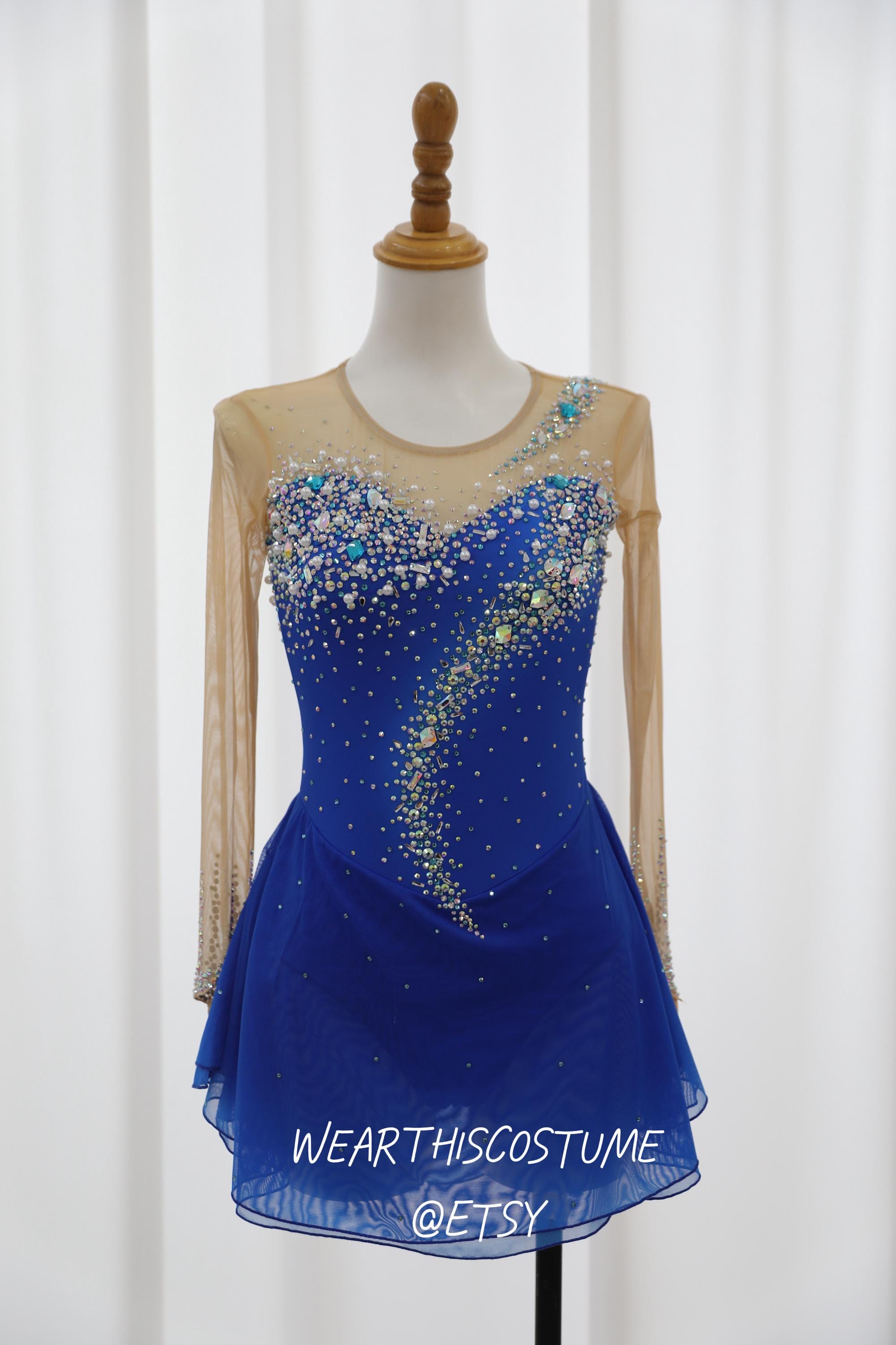 BLUE Customized Dress/ Costume/ Figure Skating/ Ice Dance/ Ice Skate ...