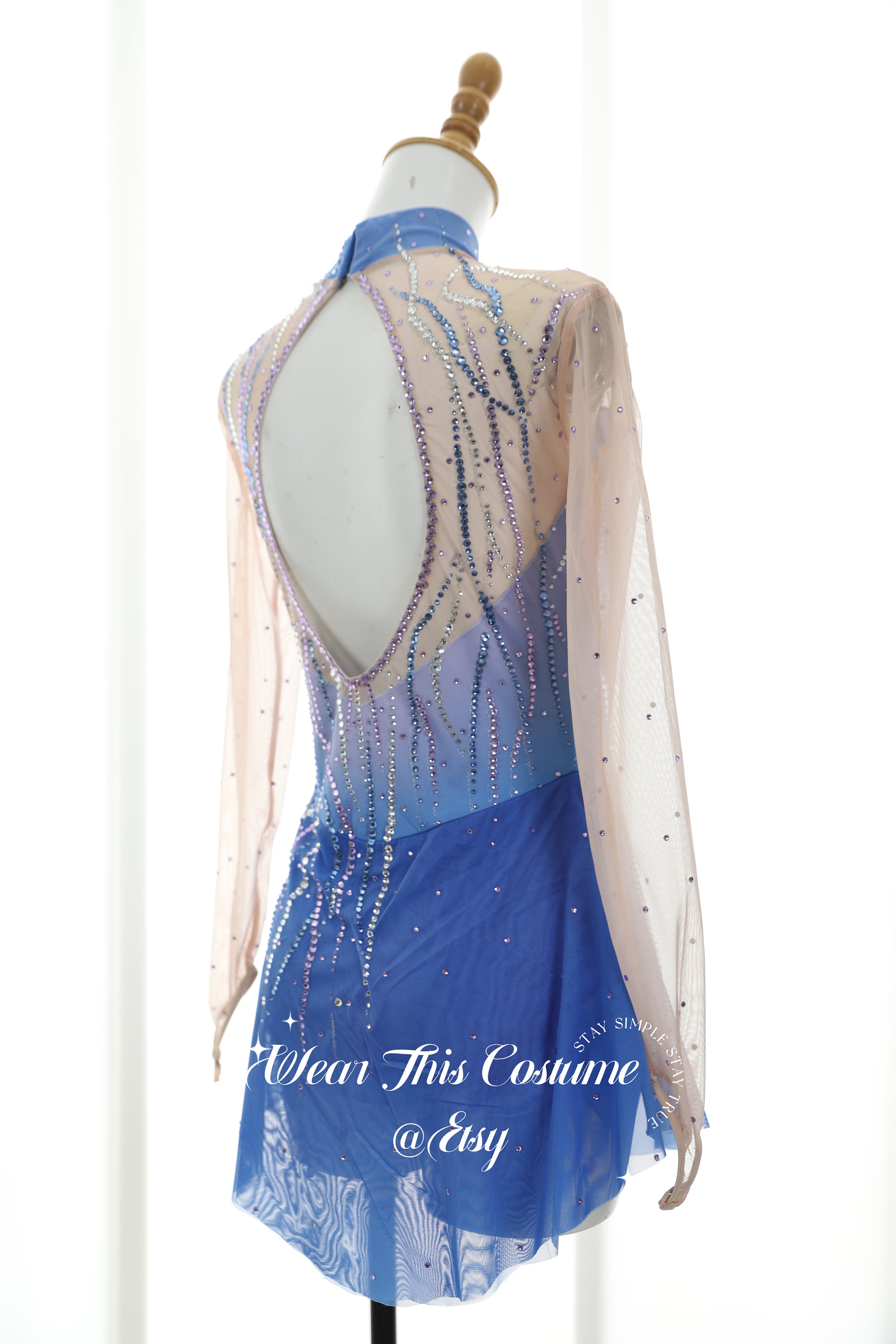 BLUE Customized Dress/ Costume/ Figure Skating/ Ice Dance/ Ice Skate ...