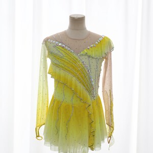 YELLOW Customized Dress/ Costume/ Figure Skating/ Ice Dance/ Ice Skate ...