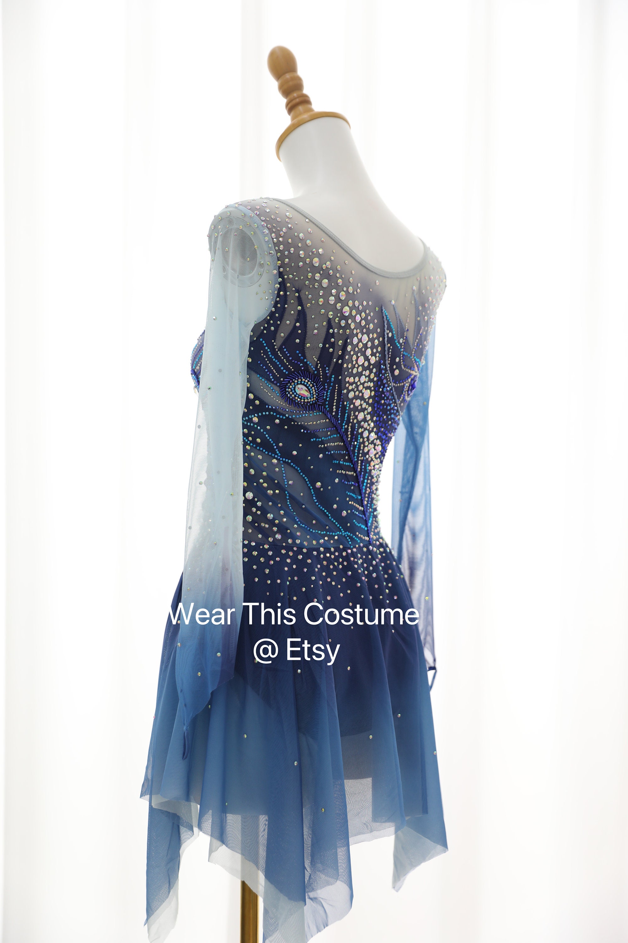 BLUE Customized Dress/ Costume/ Figure Skating/ Ice Dance/ Ice Skate ...