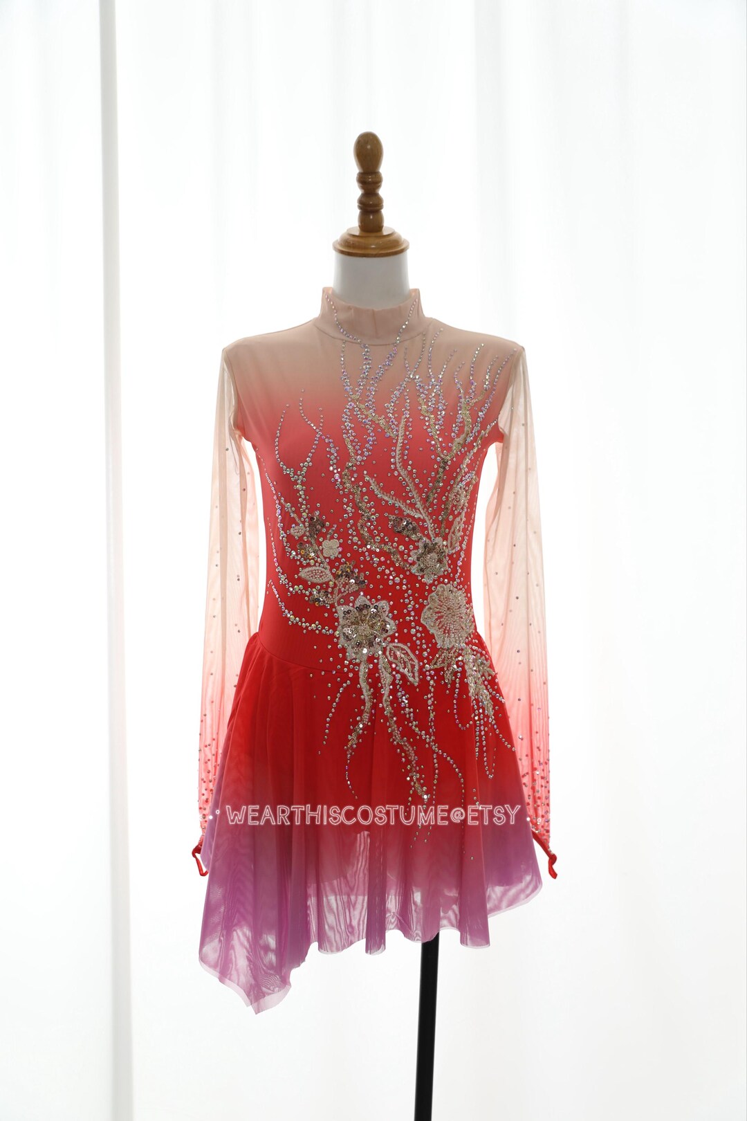 RED Figure Skating Dress/ Customized Ice Dance Costume - Etsy