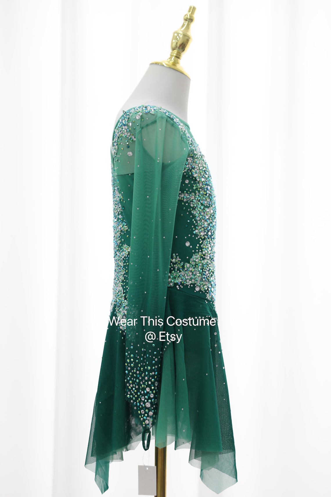 GREEN Customized Dress/ Costume/ Figure Skating/ Ice Dance/ Ice Skate ...