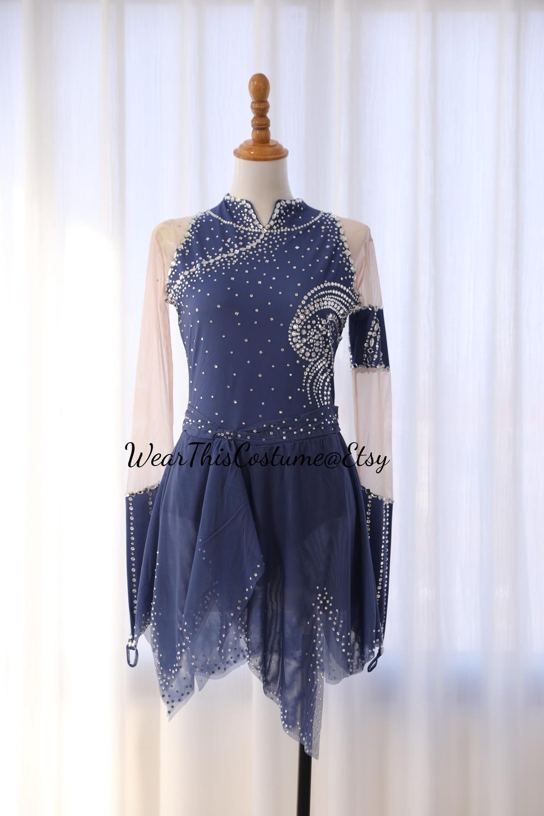 Navy Figure Skating Dress/ Customized Ice Dance Costume - Etsy UK