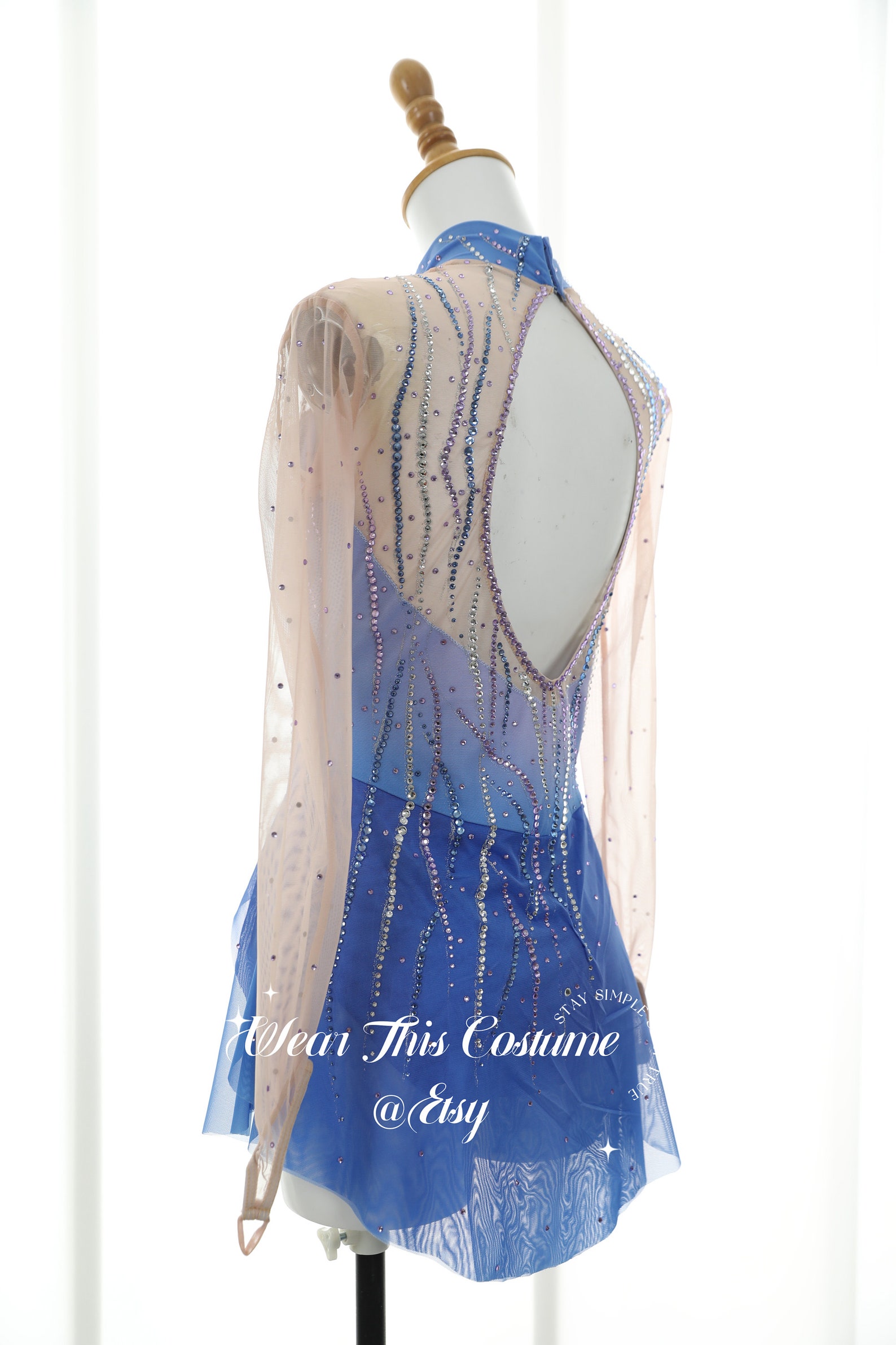 BLUE Customized Dress/ Costume/ Figure Skating/ Ice Dance/ Ice Skate ...