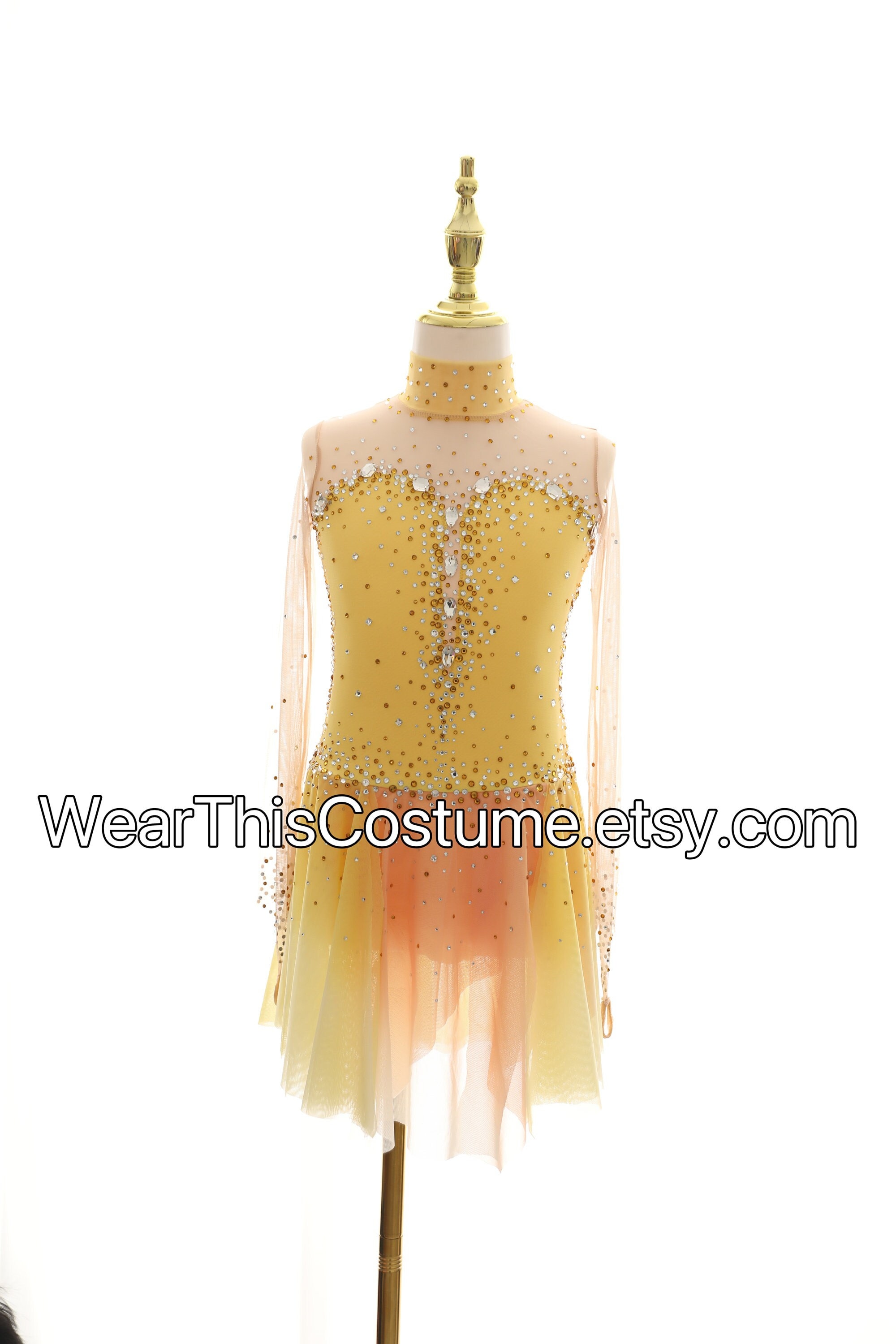 YELLOW Customized Dress/ Costume/ Figure Skating/ Ice Dance/ Ice Skate ...