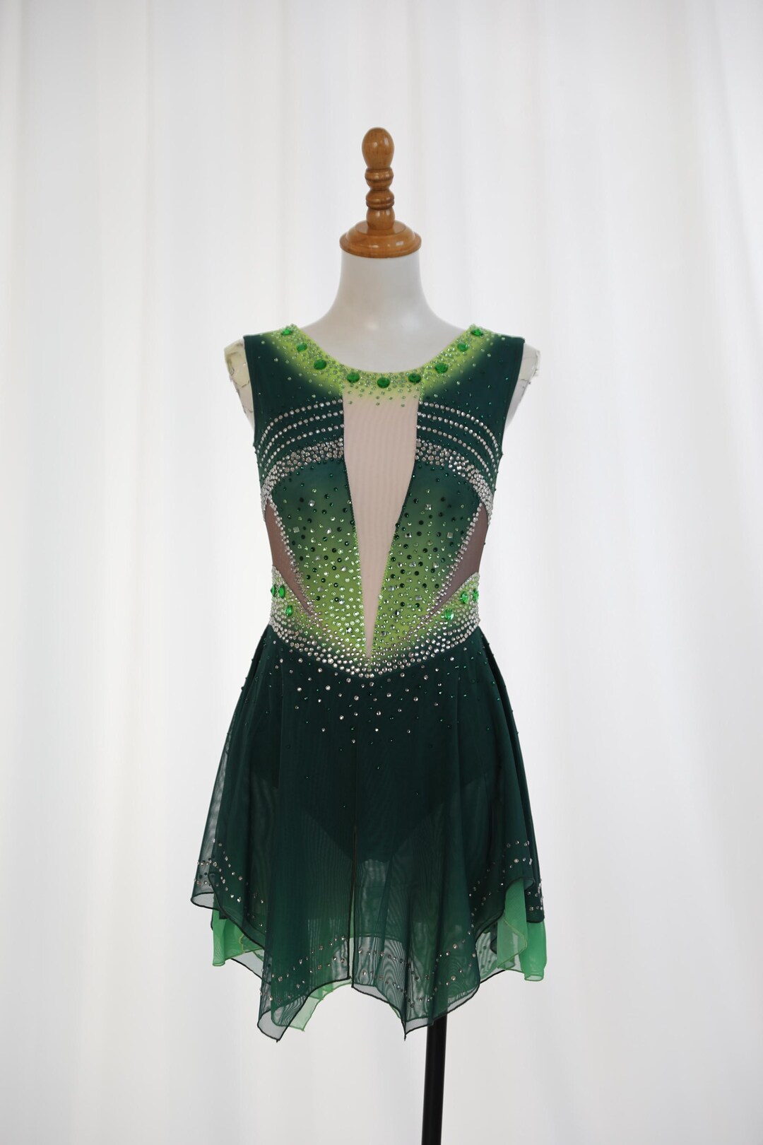 Green Custom Dress/ Figure Skating Dress/ Customized Ice Dance Costume ...