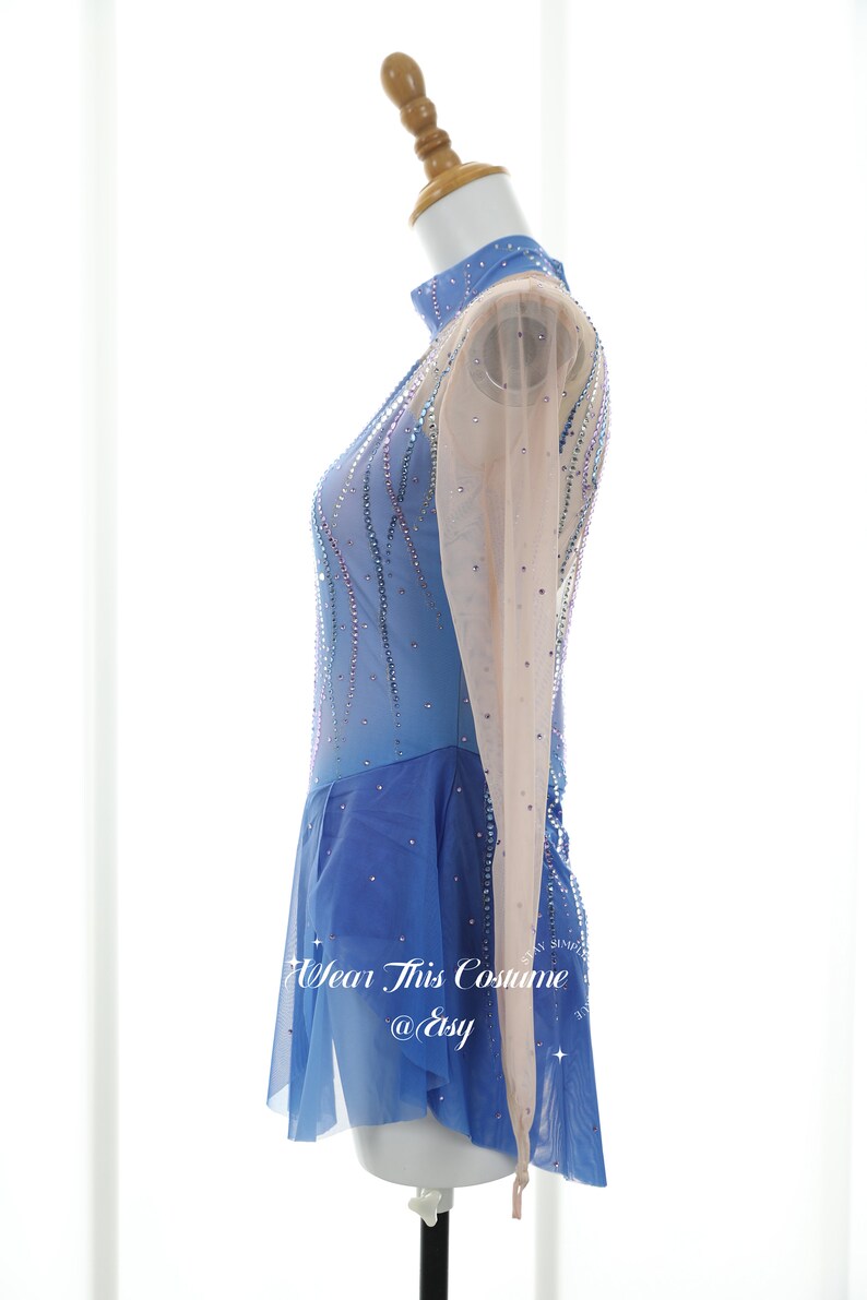 BLUE Customized Dress/ Costume/ Figure Skating/ Ice Dance/ Ice Skate ...