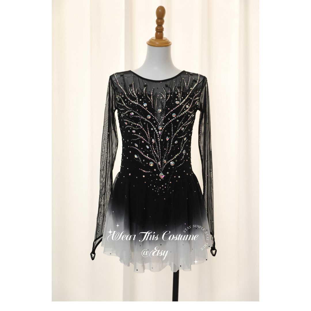 Custom Black Figure Skating Dress: Competition Ice Dance Costume - Etsy