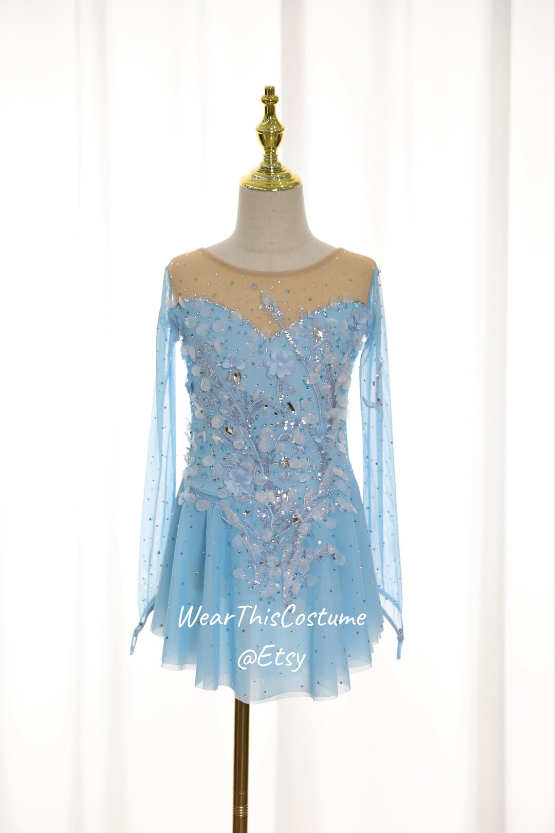 BLUE Customized Dress/ Costume/ Figure Skating/ Ice Dance/ Ice Skate ...