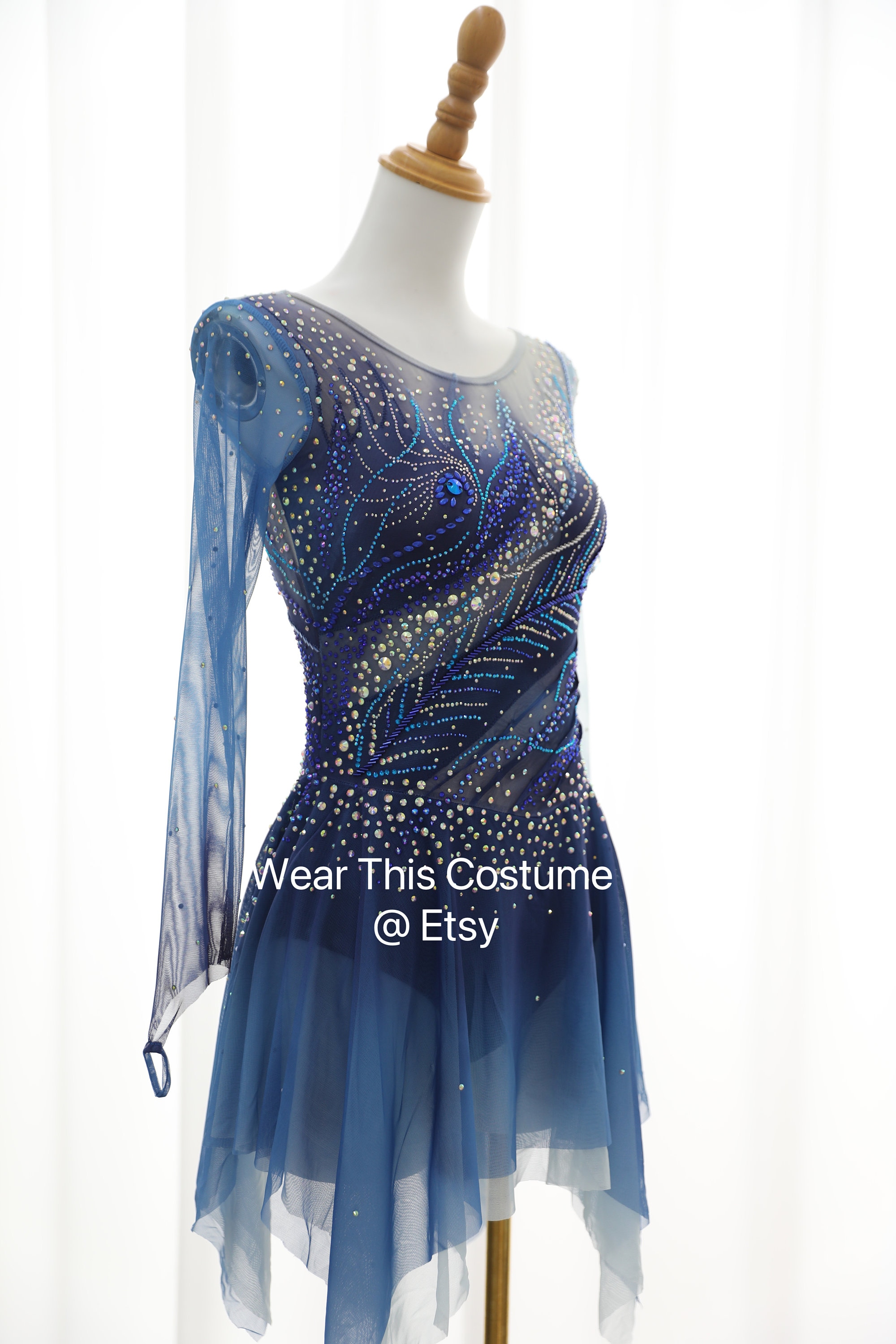 BLUE Customized Dress/ Costume/ Figure Skating/ Ice Dance/ Ice Skate ...