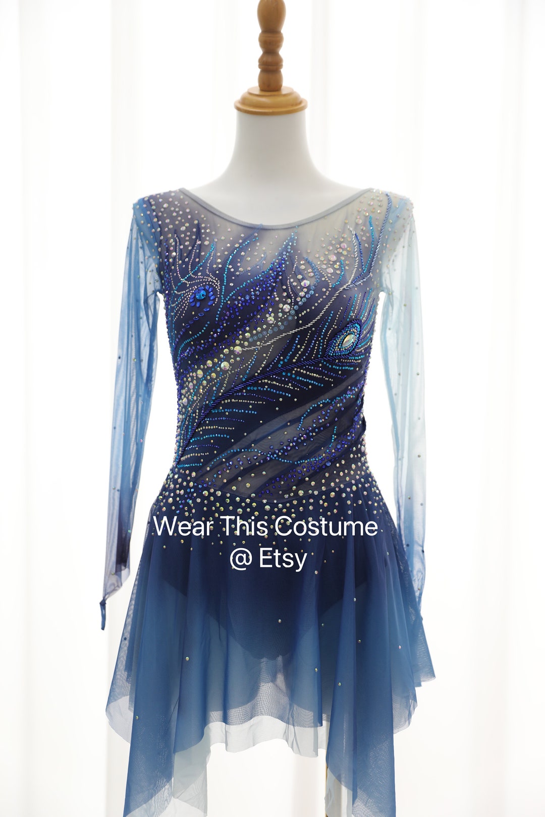 BLUE Customized Dress/ Costume/ Figure Skating/ Ice Dance/ Ice Skate ...