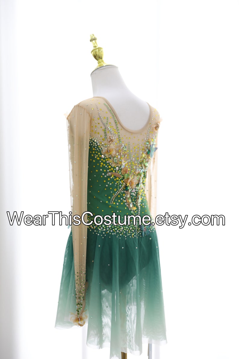 Customized Green Figure Skating Dress: Bespoke Costume - Etsy