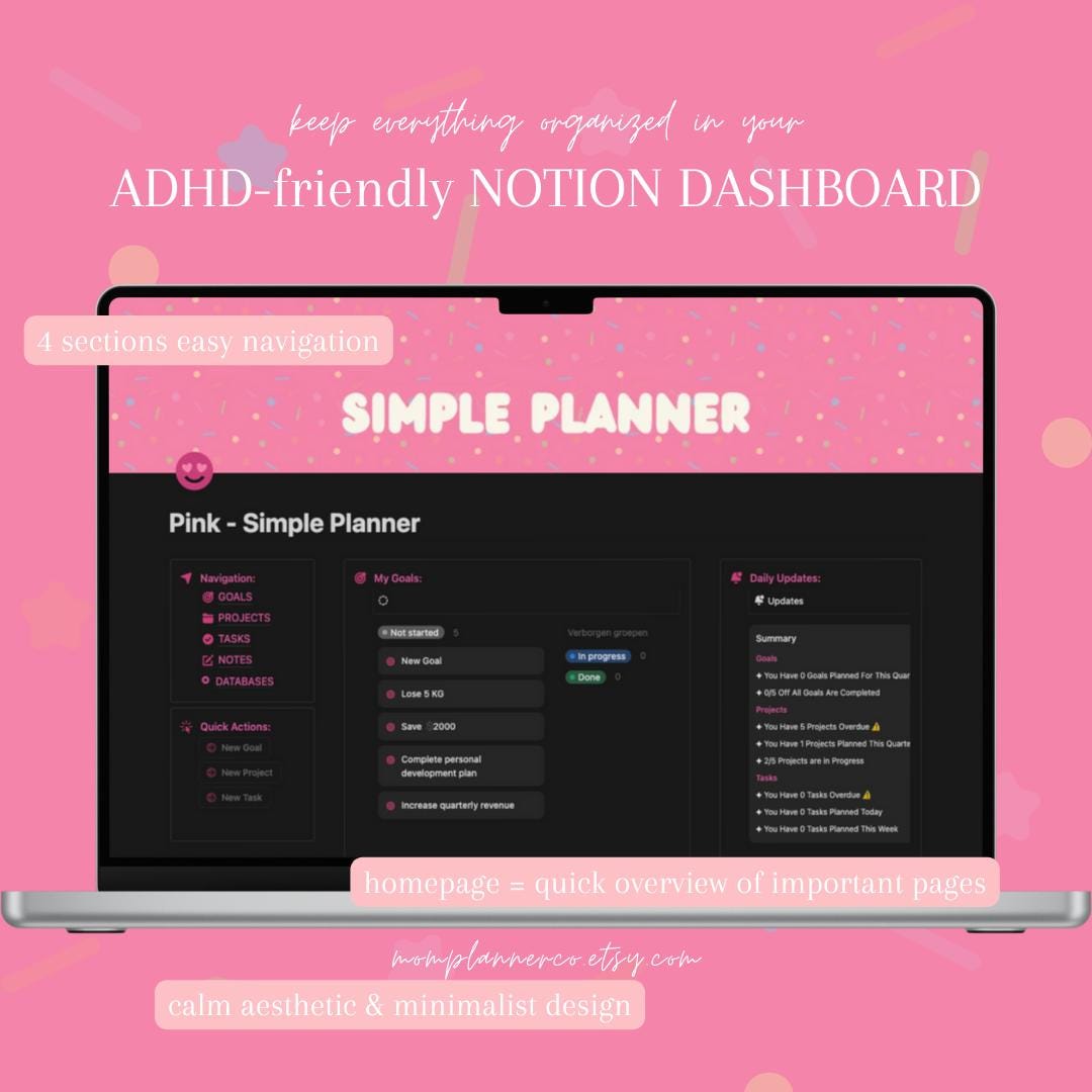 Notion Life Planner Dashboard | Notion Simple Planner Template | Notion ...