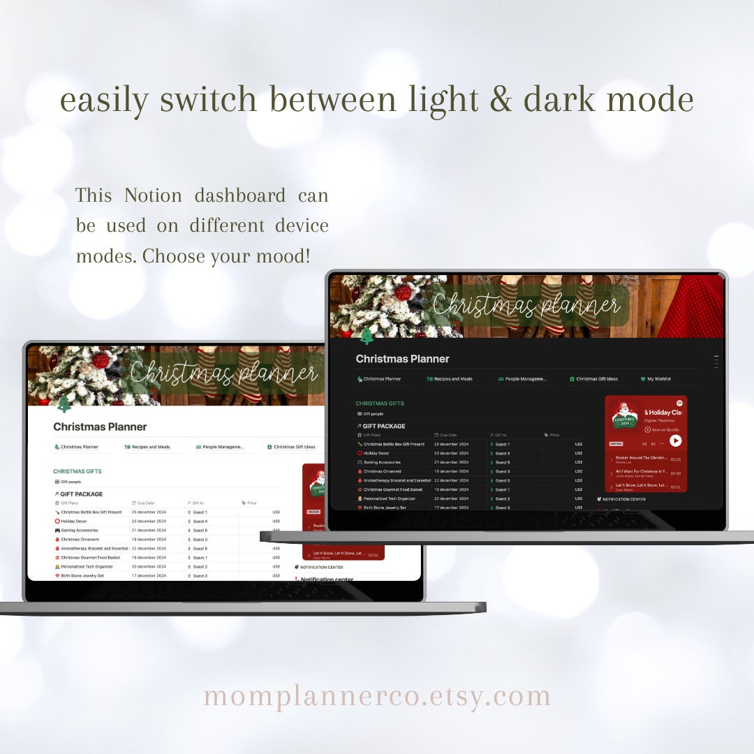 Notion Template Christmas Planner, Christmas Gift Planner, Notion Meal ...