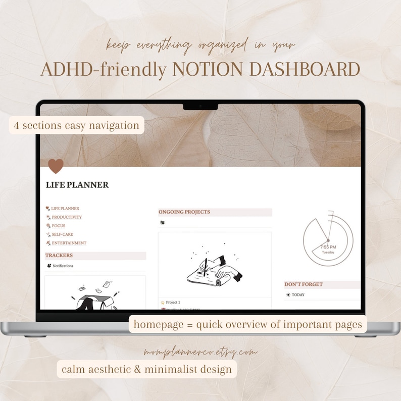 Notion Life Planner Dashboard Notion ADHD Planner Template Notion Dashboard Neurodivergent ...