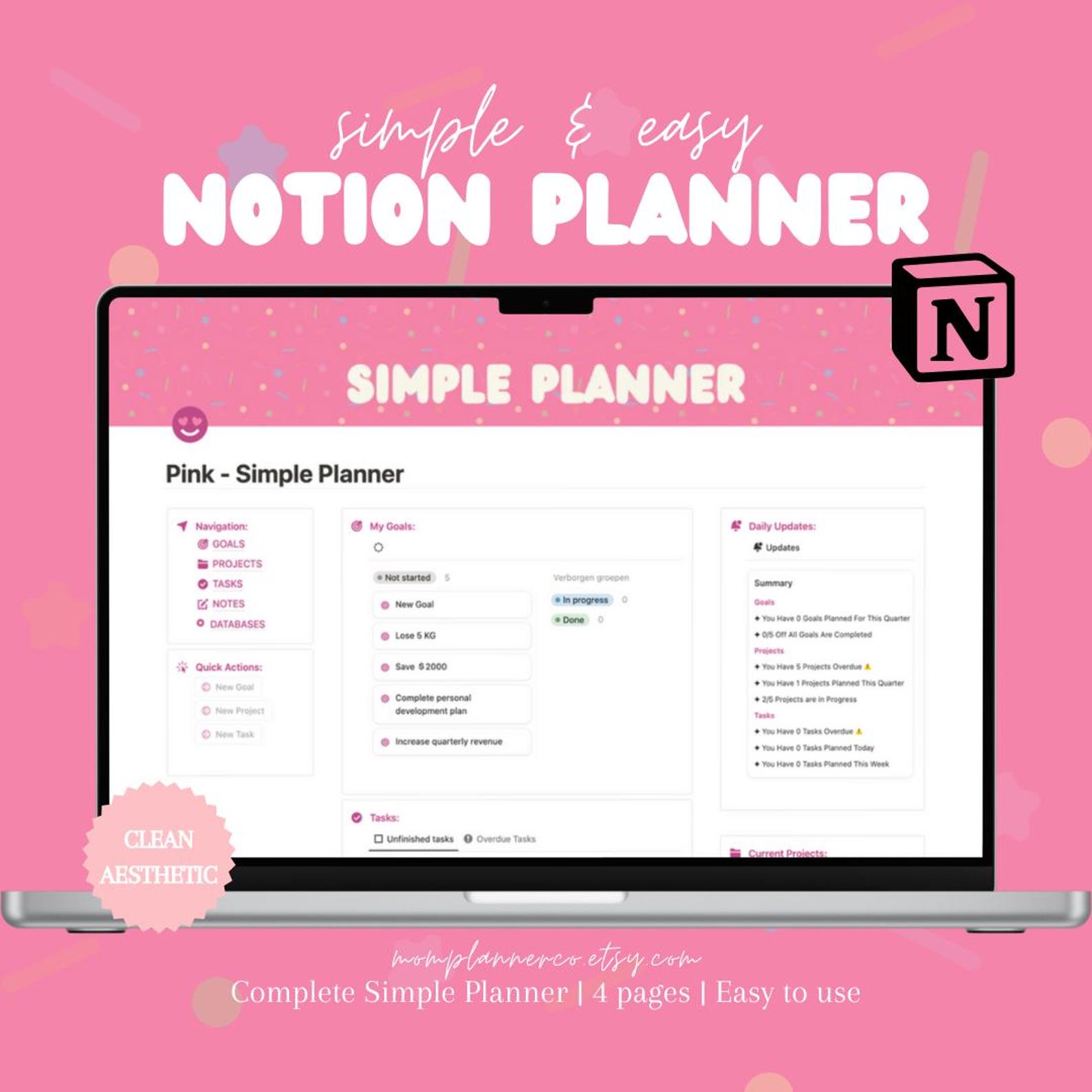 Notion Life Planner Dashboard | Notion Simple Planner Template | Notion ...