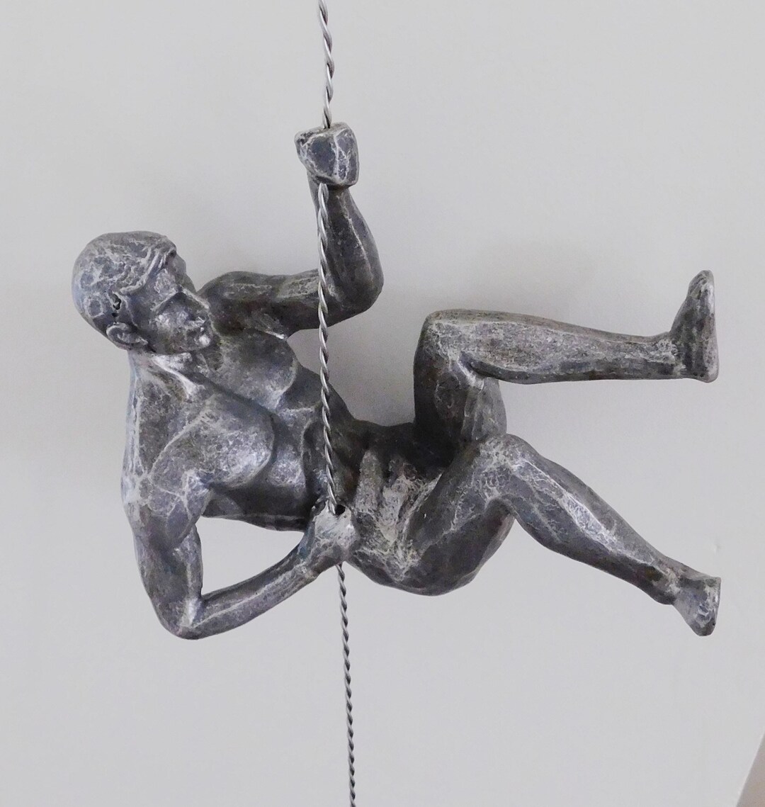 Abseiling Man Climber Statue Silver Colour Figurine Climbing Figure 26 ...