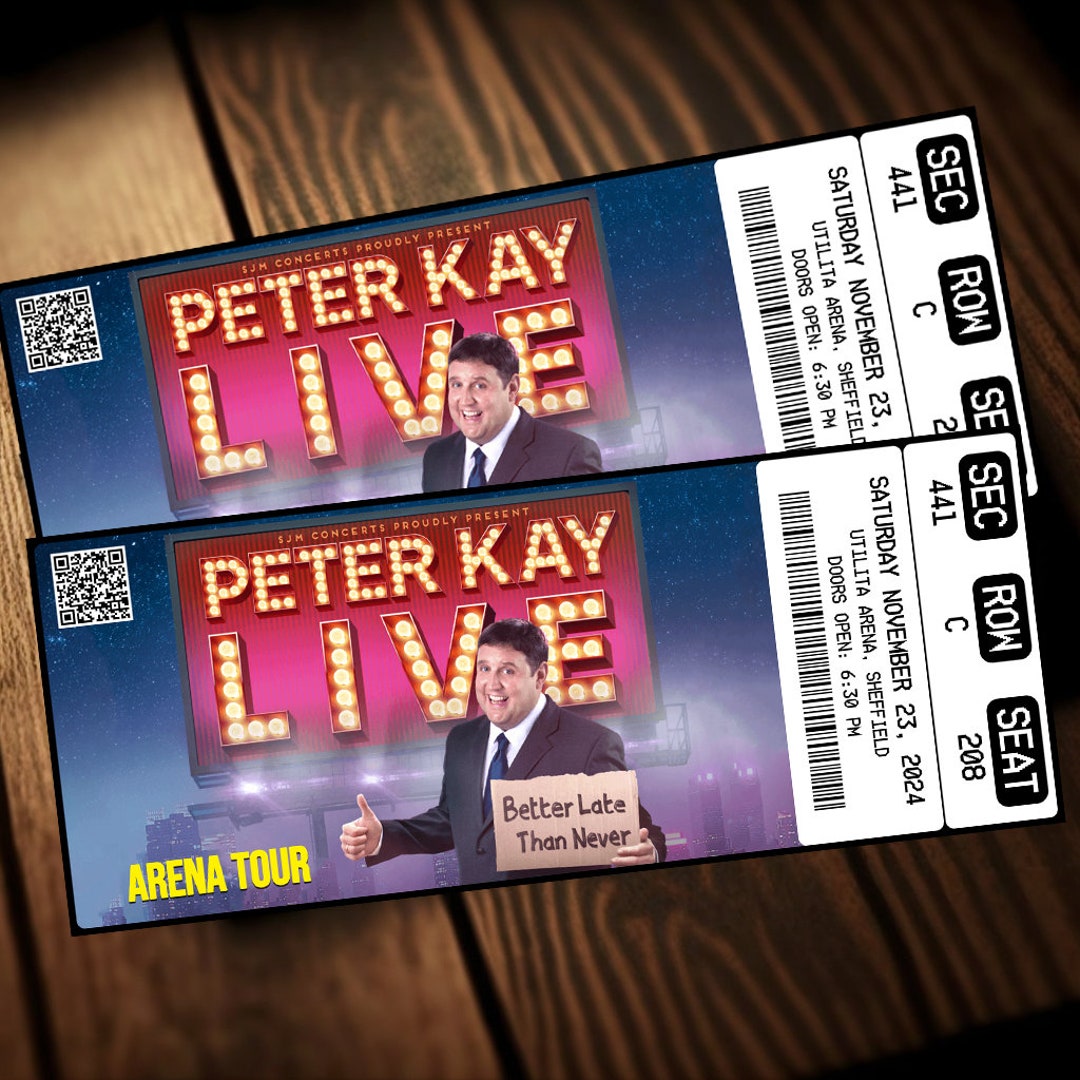 Printable Peter Kay Ticket 2024 2025 Tour Live Comedy Show Surprise Gift Reveal Editable ...