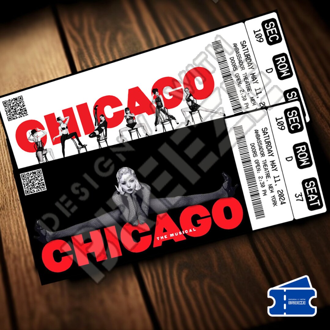 Printable Chicago Theatre Ticket Chicago the Musical Broadway West End ...