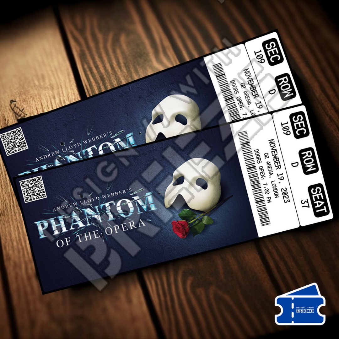 Phantom of the Opera Theatre Musical Ticket PDF Download Broadway West ...
