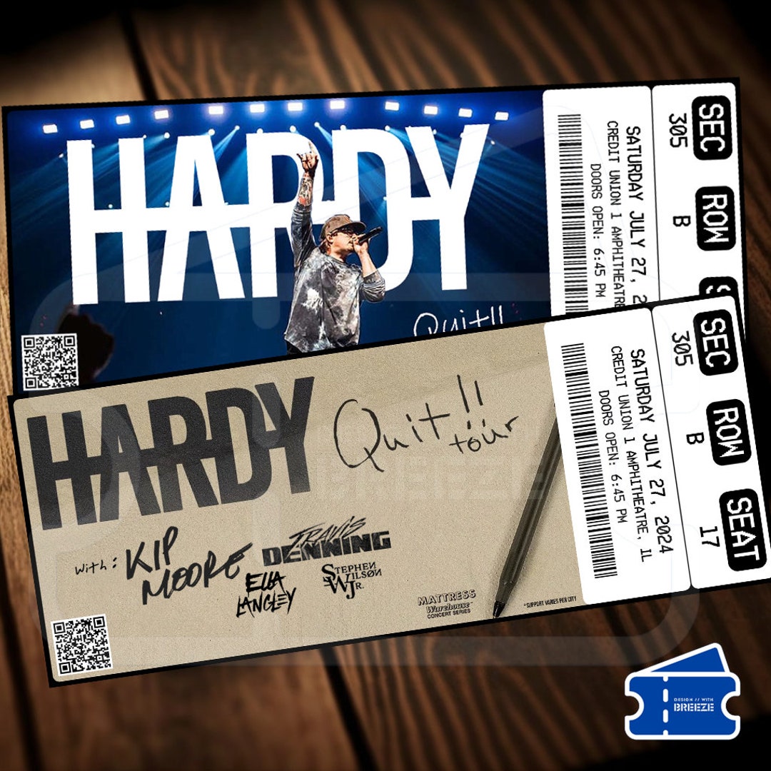 Printable Hardy Ticket Quit Quit Tour Music Concert Show Pass Surprise ...