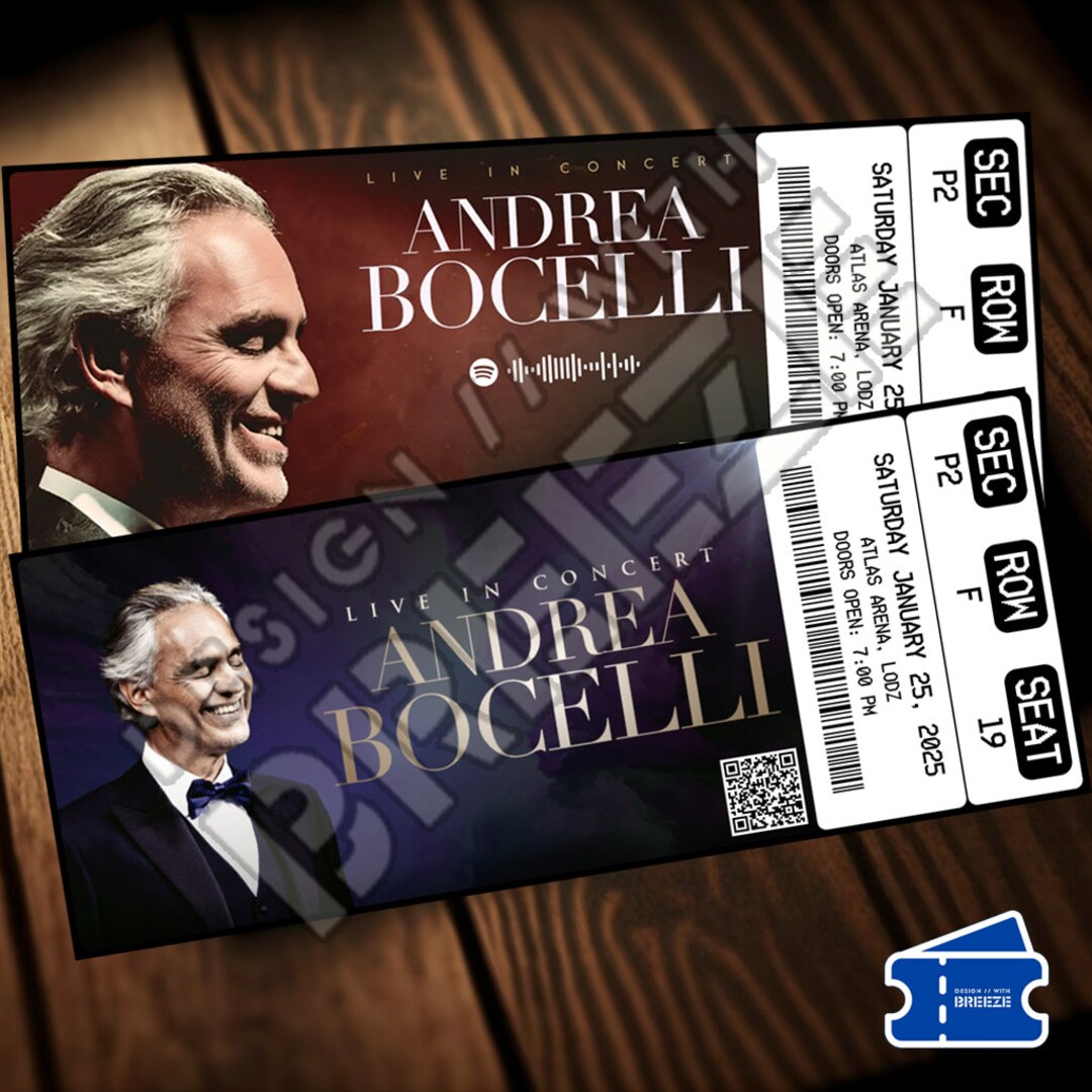 Printable Andrea Bocelli Ticket 30th Anniversary Tour Music Concert ...