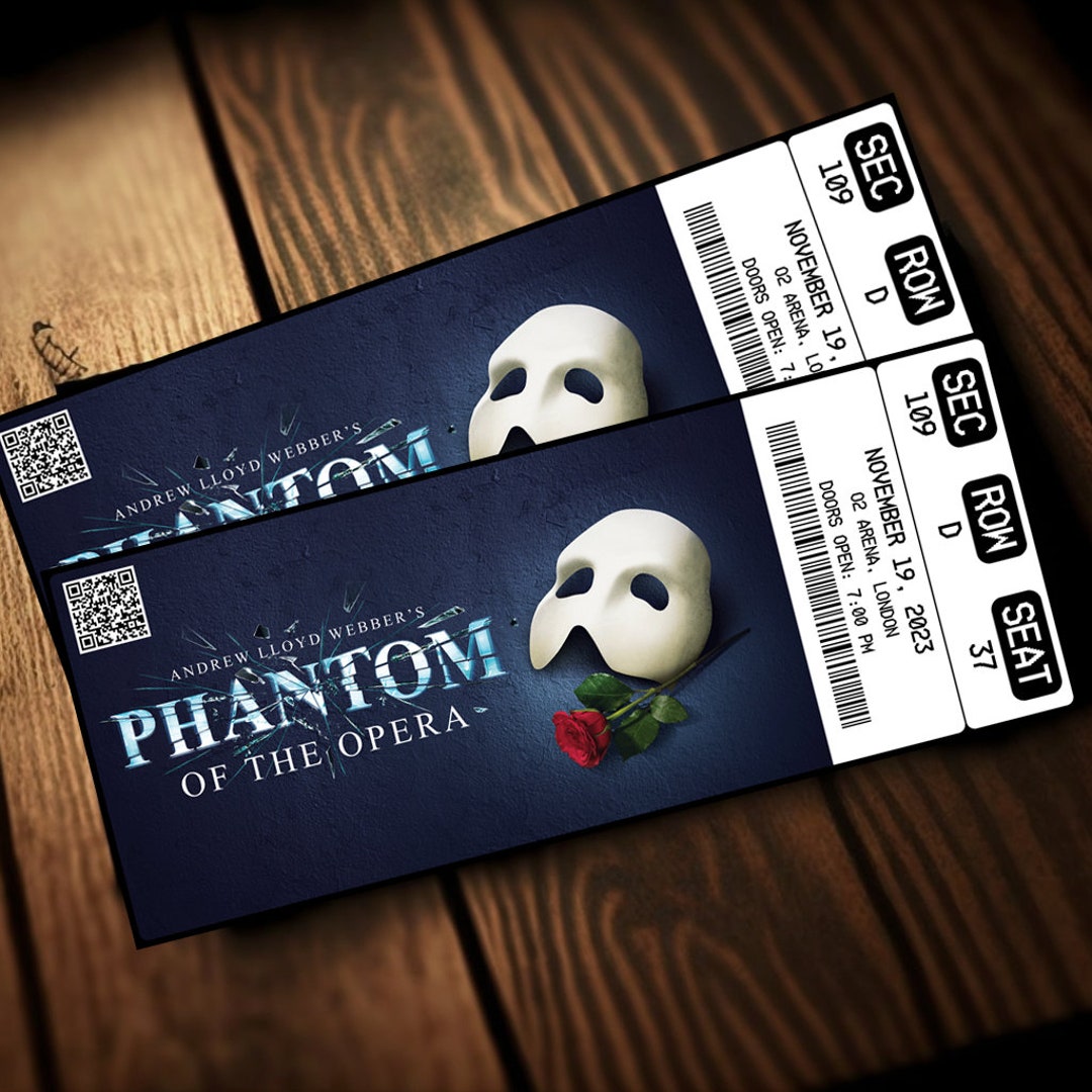 Phantom of the Opera Theatre Musical Ticket PDF Download - Etsy