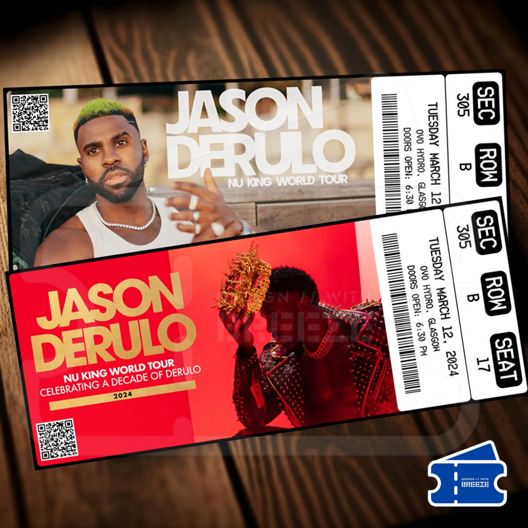 Printable Jason Derulo Ticket Nu King World Tour Music Concert Show ...