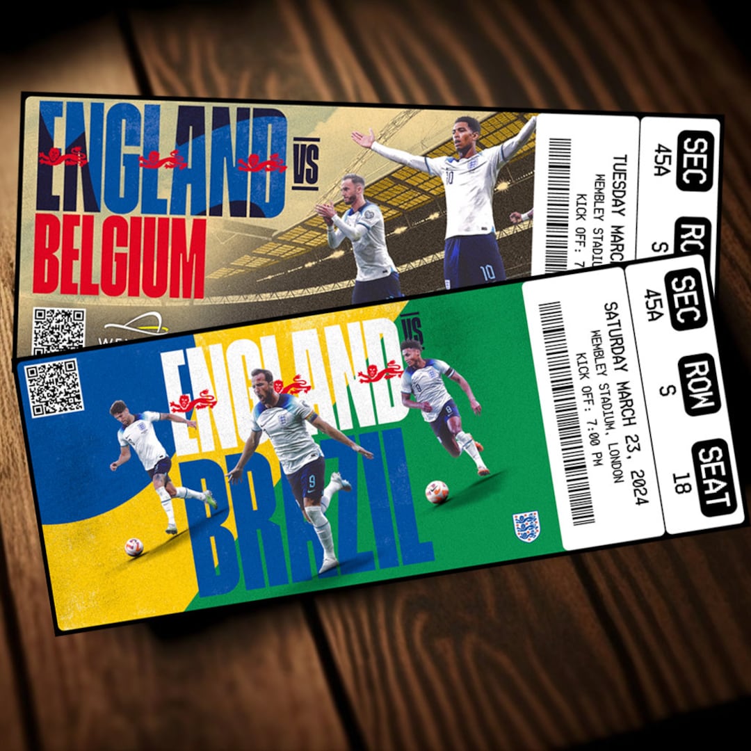 Printable Football Match Day Ticket England V Brazil - Etsy UK