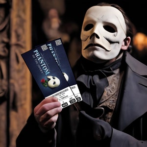 Phantom of the Opera Theatre Musical Ticket PDF Download Broadway West End Gift Editable ...