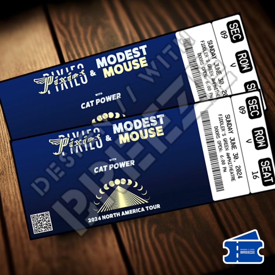 Printable Pixies & Modes Mouse Ticket With Cat Power Tour Music Concert ...