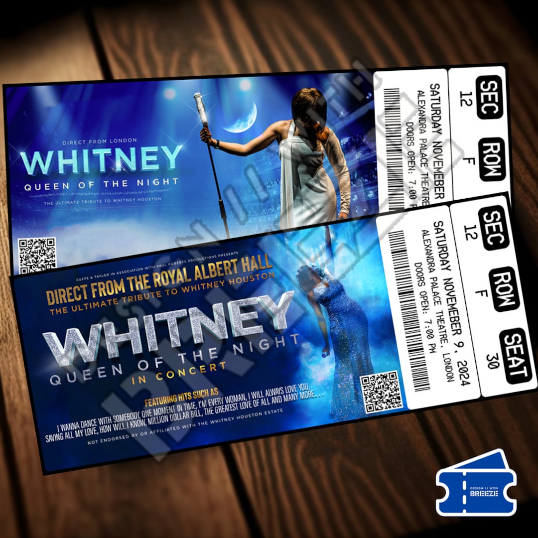 Printable Whitney Queen of the Night Ticket Tour Music Concert Show ...