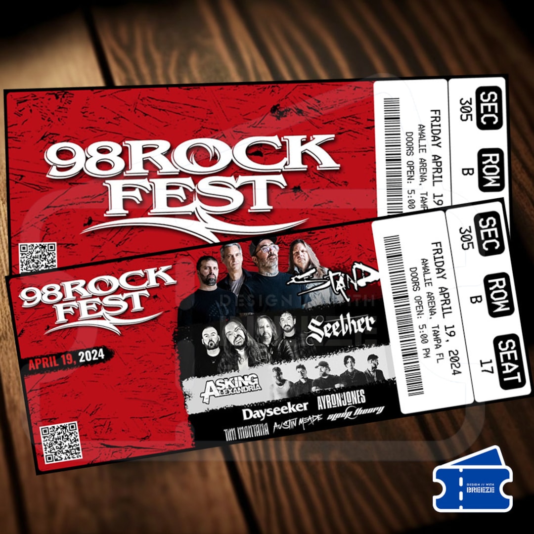 Printable 98ROCKFEST Ticket Rock Festival Music Concert Show Pass ...