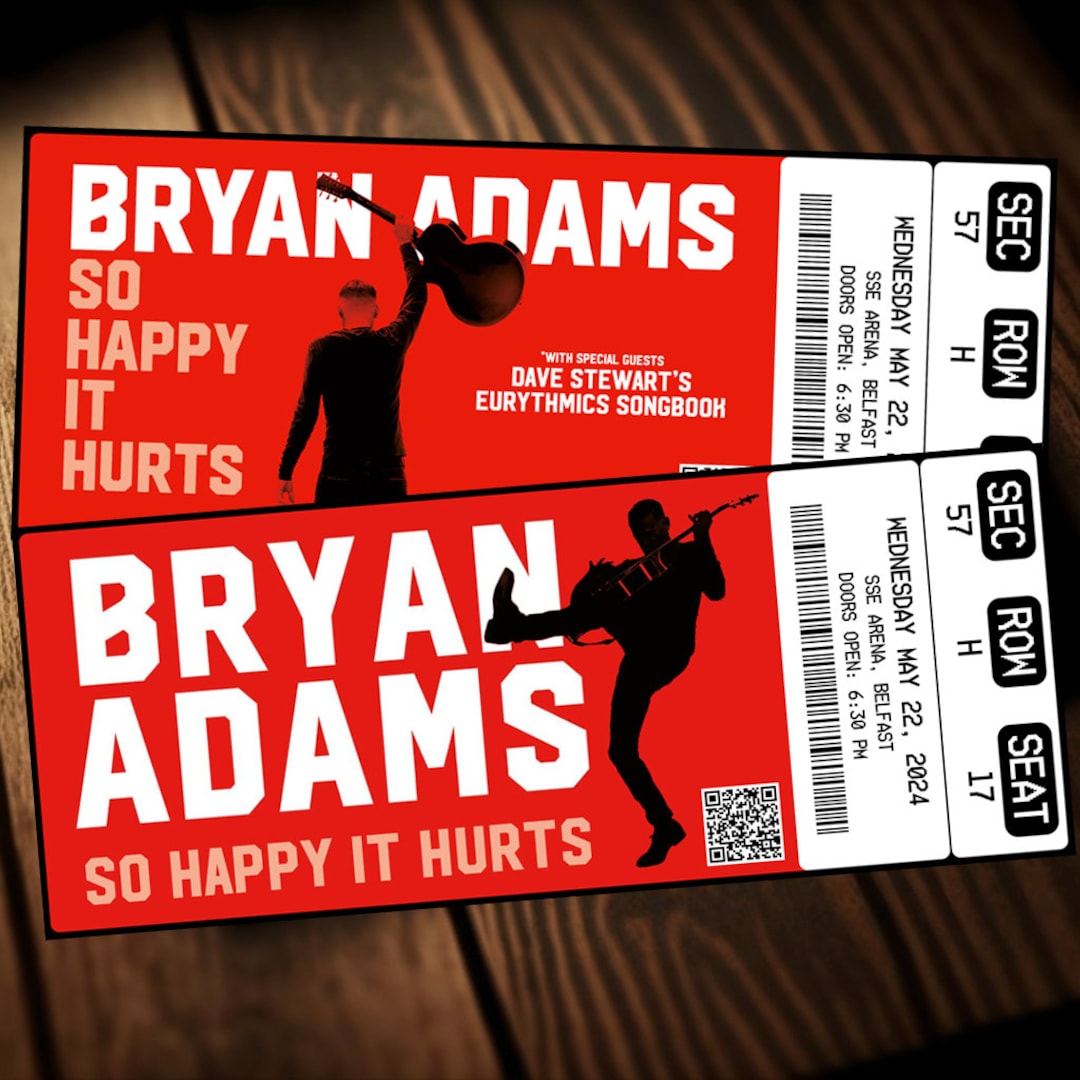 Printable Bryan Adams Ticket so Happy It Hurts Tour Music Concert Show ...