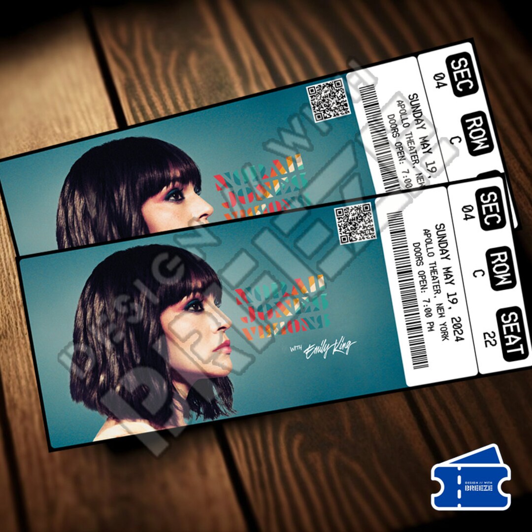 Printable Norah Jones Ticket Visions Tour Music Concert Show Pass ...