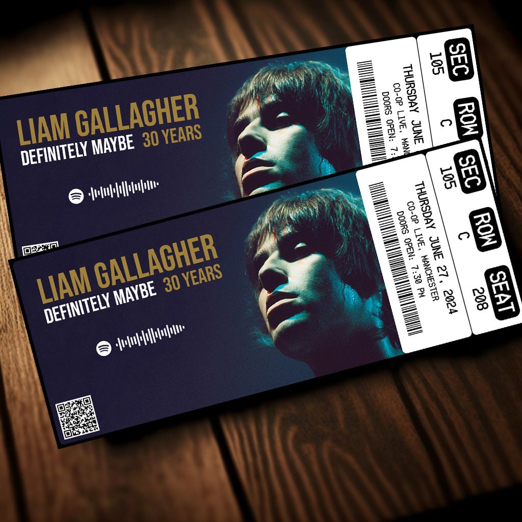 Printable Liam Gallagher Ticket Definitely Maybe Tour Music Concert ...