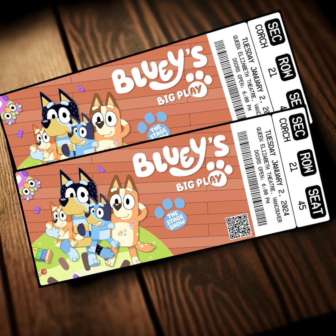 Printable Bluey's Big Play Ticket the Stage Show Kids Show Pass ...