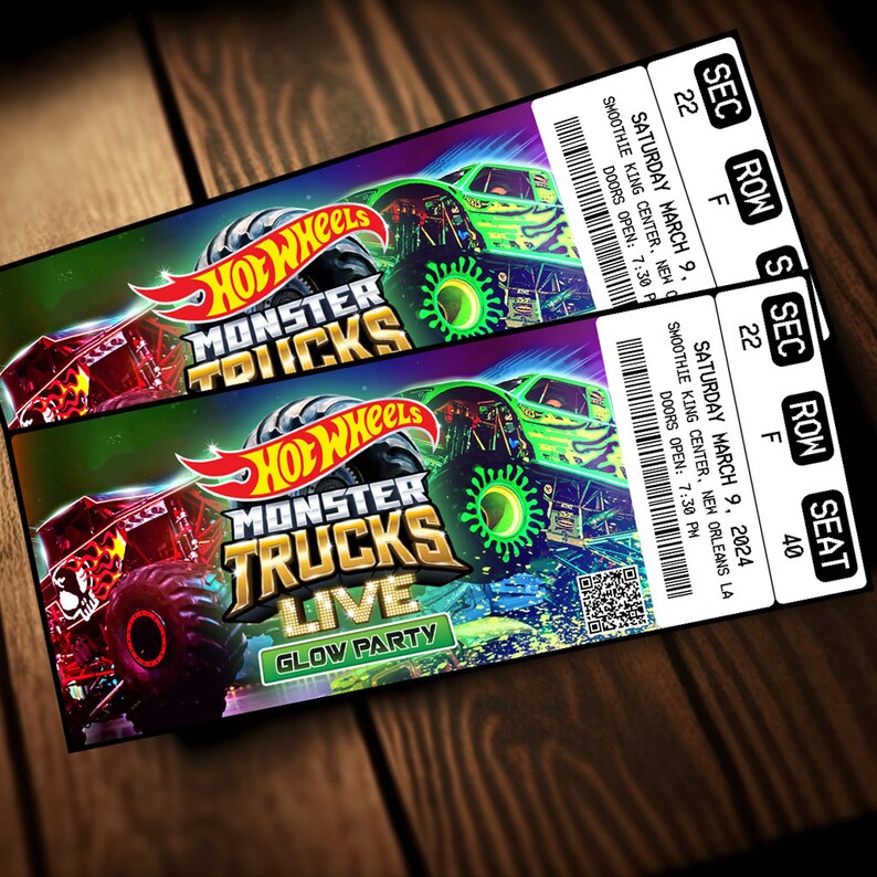 Printable Hot Wheels Monster Truck Live Ticket Glow Party - Etsy Australia